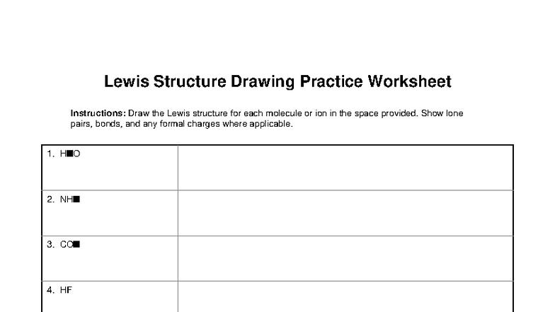 Lewis Structure Drawing Practice - Chem 1A03 - Draw the Lewis structure ...