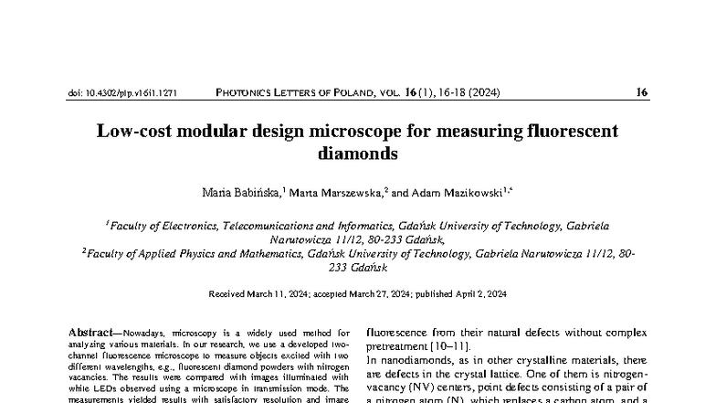 Low-Cost Modular Fluorescence Microscope for Diamond Analysis - Studocu