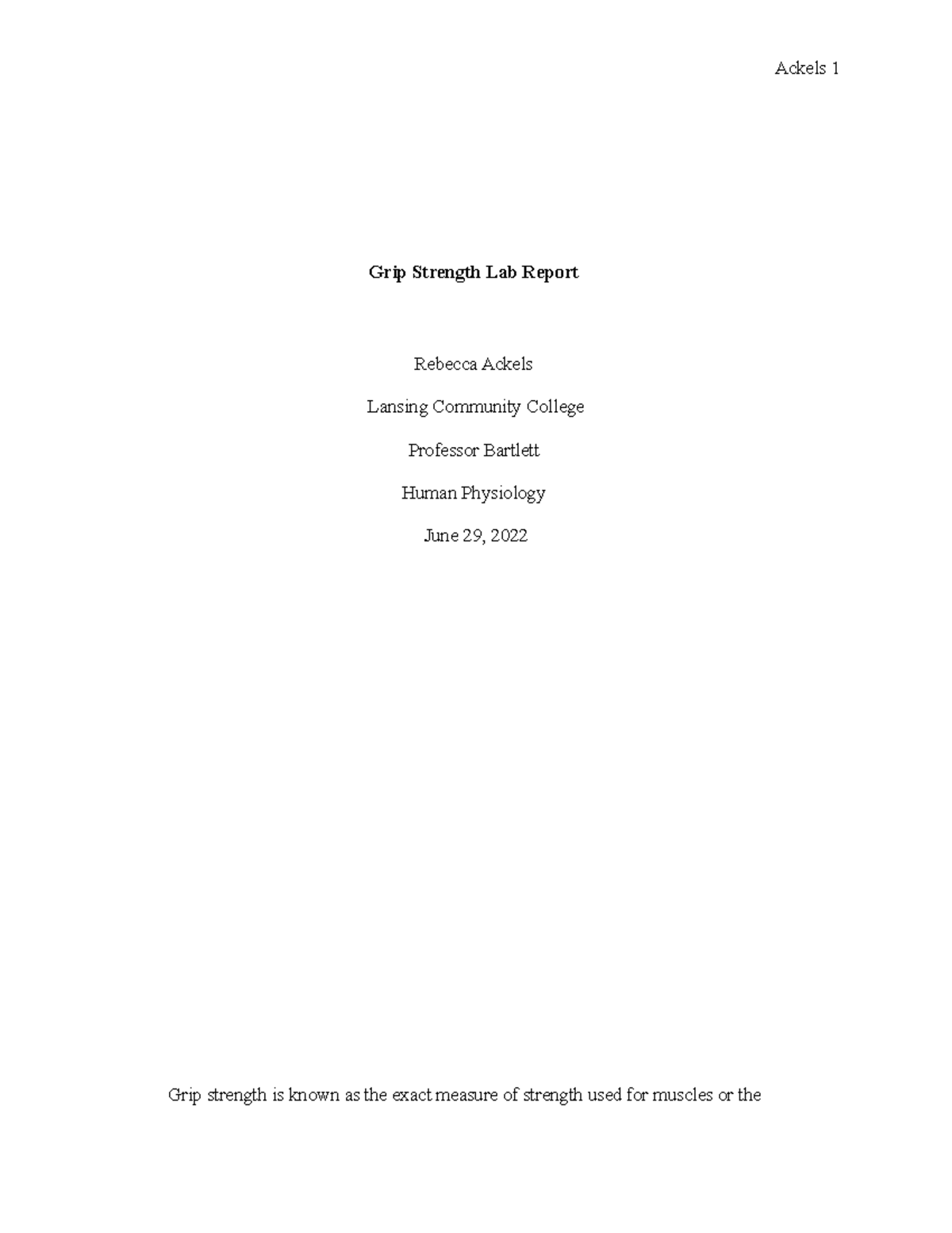 Human Physiology: Grip Strength Lab Report Analysis and Findings - Studocu