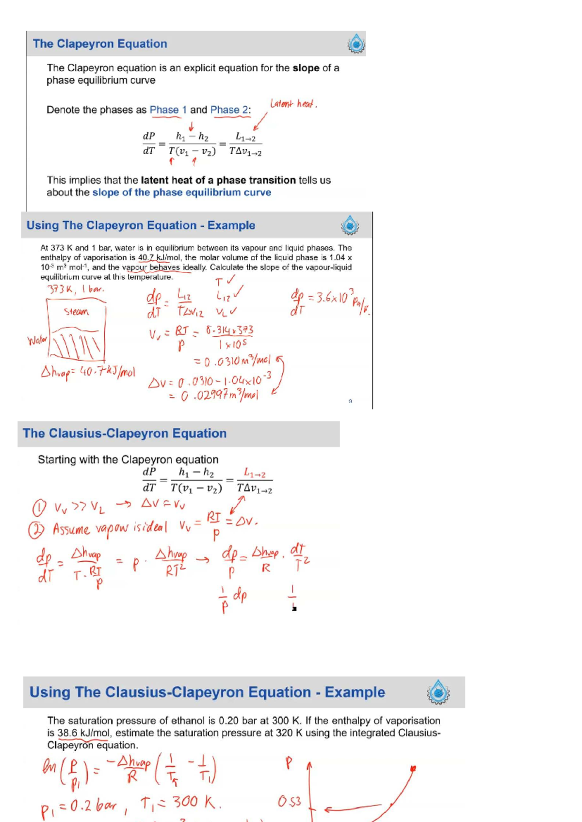 Thermo 2: Clapeyron Equation & Phase Equilibrium Notes - Studocu