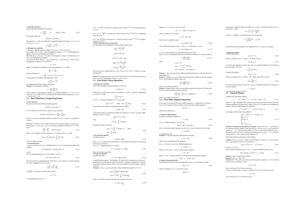 Midterm Summary: Separable Equations and Homogeneous DEs (MATH 101) - Studocu