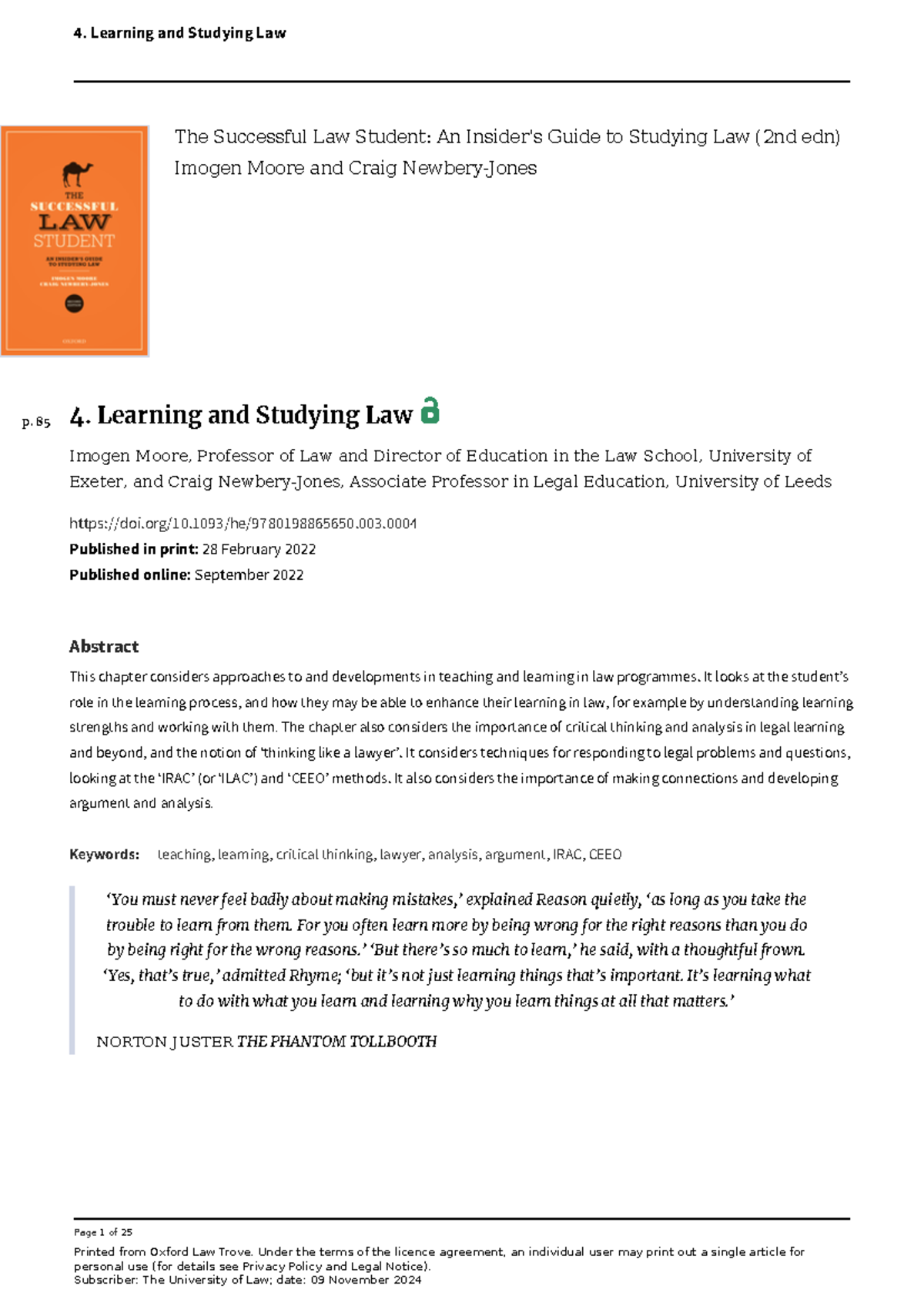 Chapter 4 - Strategies for Effective Learning in Law Courses - Studocu