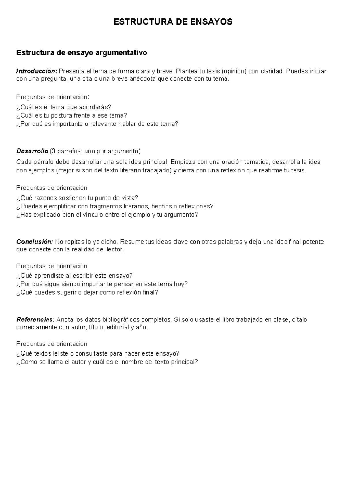 Estructura de Ensayos: Guía para Redactar un Ensayo Argumentativo - Studocu