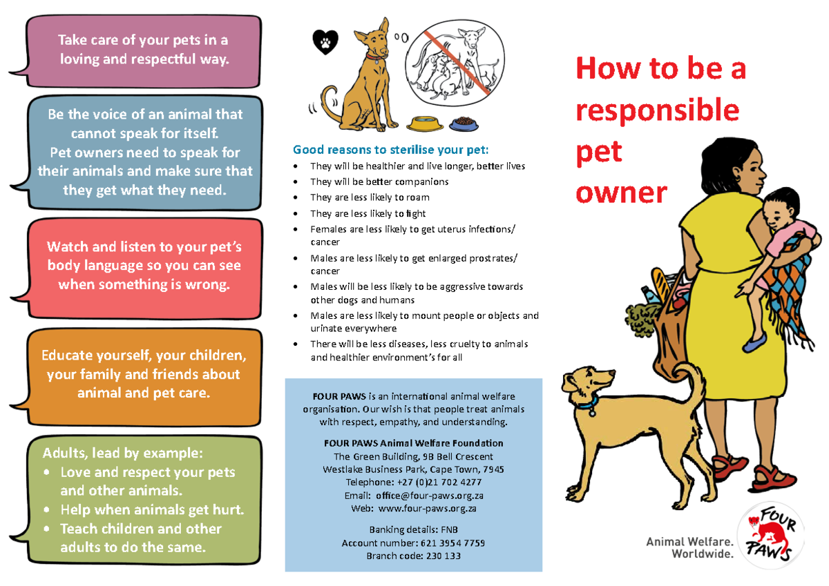 How to be a responsible pet owner brochure English 2020 - Adults, lead ...