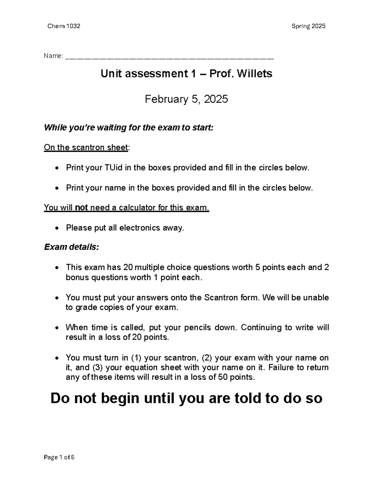 Unit Assessment 1 yellow - Name