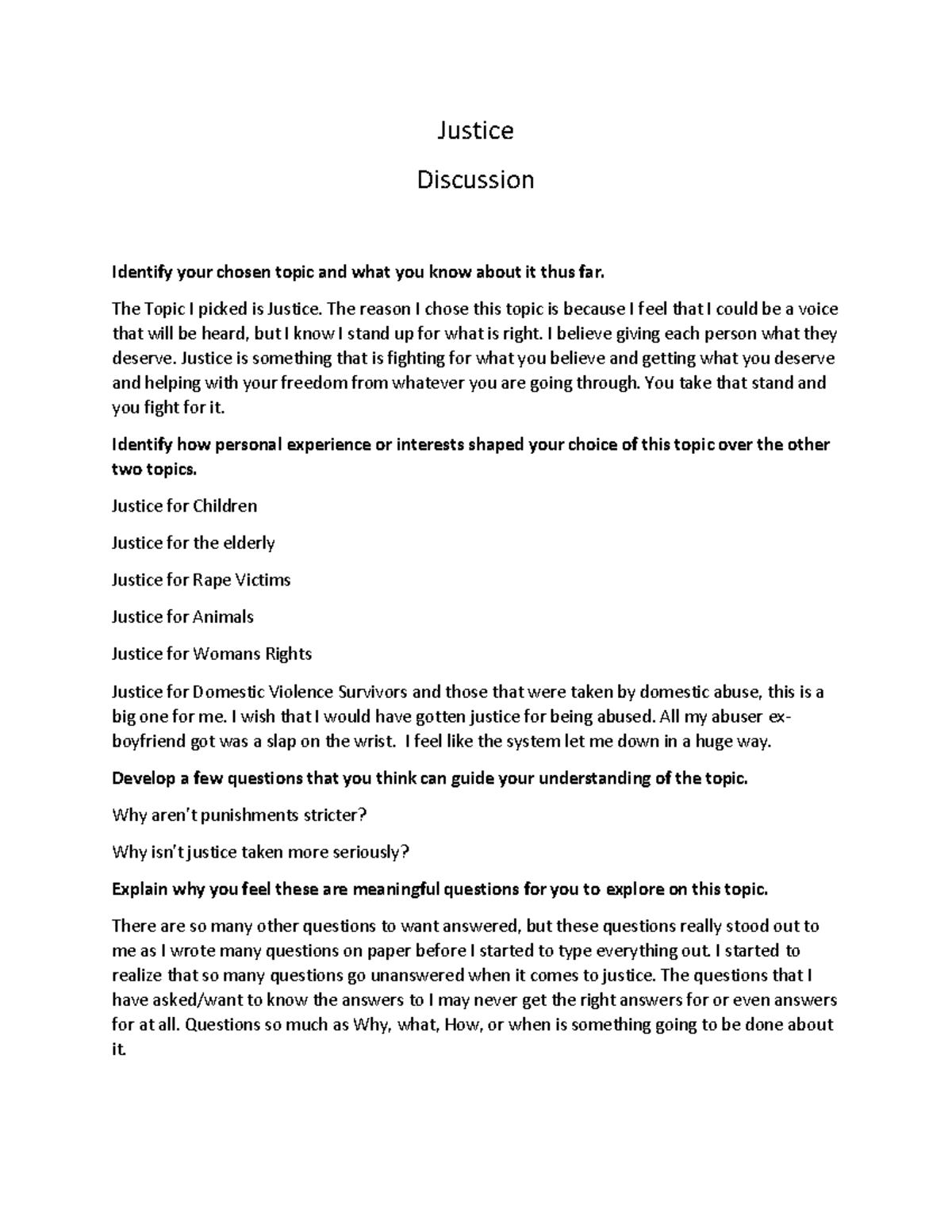 4.1 Discussion on Justice: Personal Insights and Key Questions - Studocu