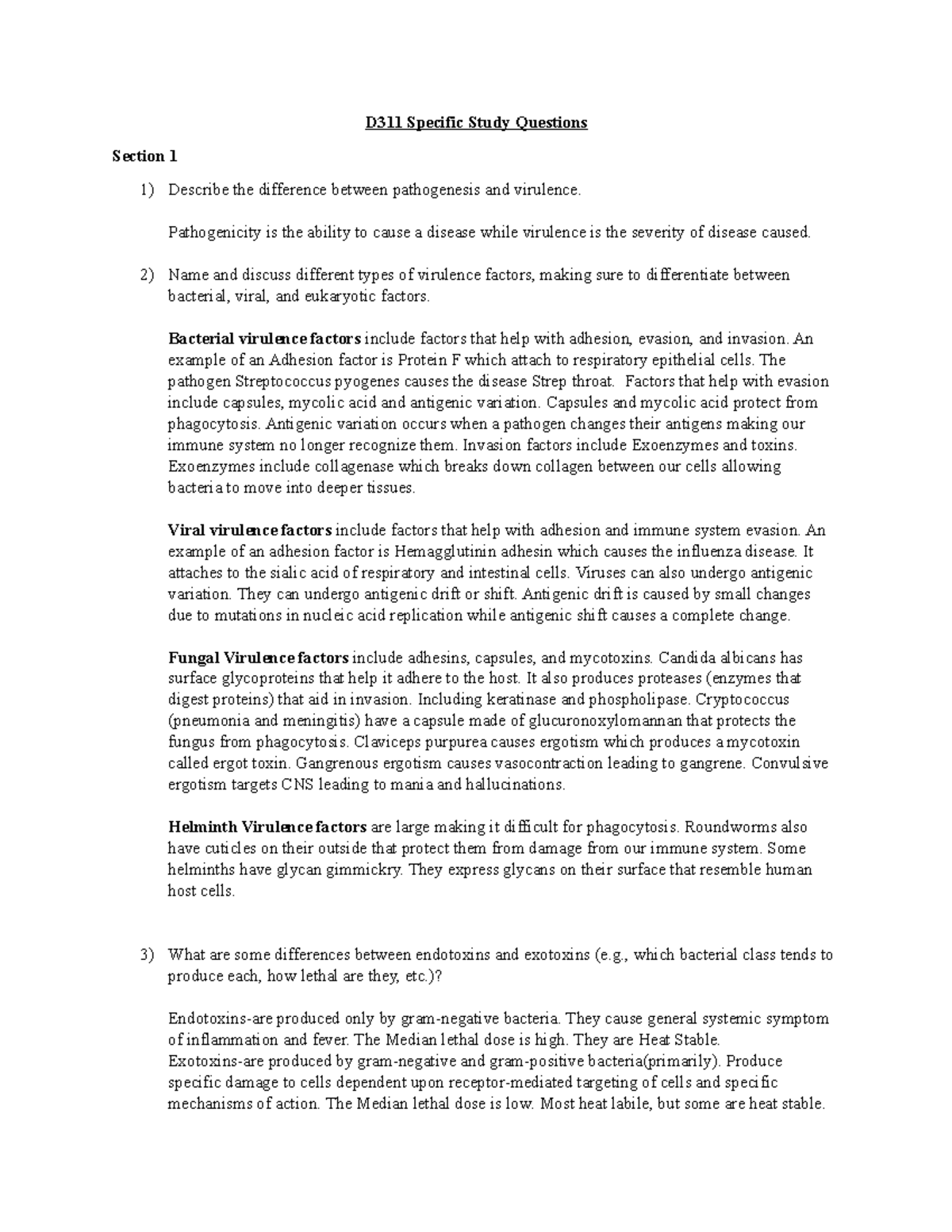 Final D311 Specific Study Questions - D311 Specific Study Questions ...