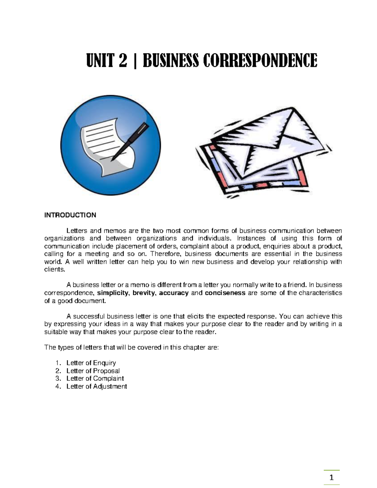 Business Correspondence: Essential Components and Examples - Studocu