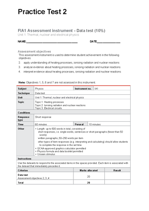 U1-IA1 Data Test Practice 2 - Marking Scheme - Practice Test 2 FIA1 ...