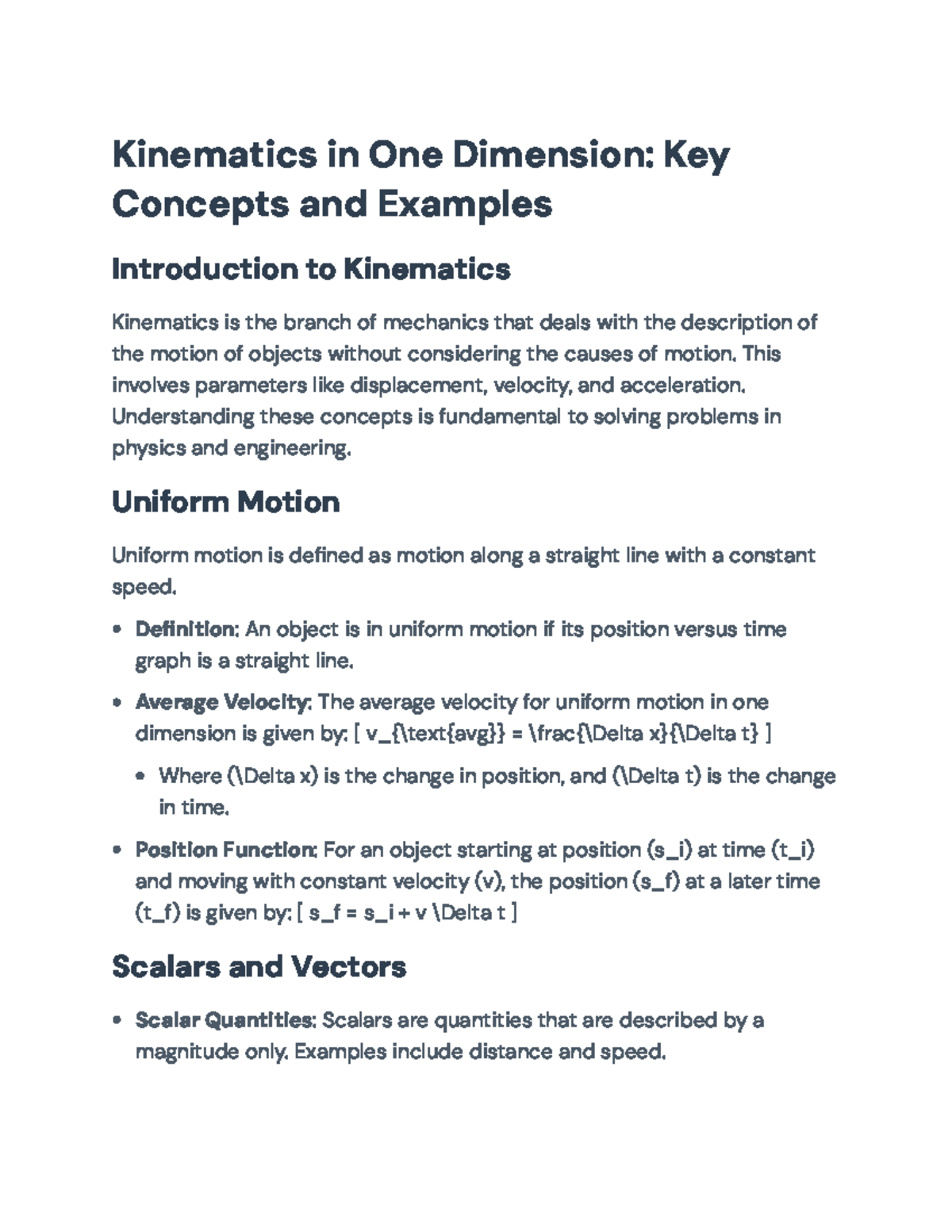 Kinematics in One Dimension: Concepts, Examples & Applications ...