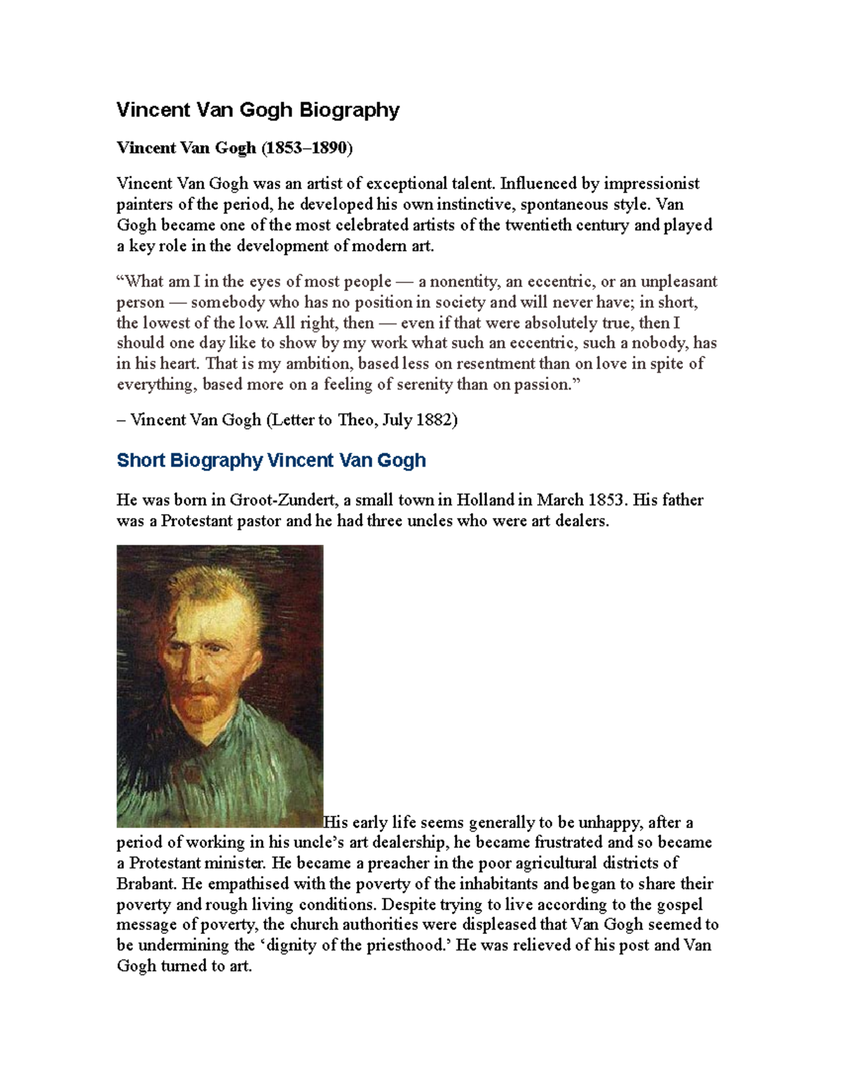 Vincent Van Gogh Biography.docx ingles - Vincent Van Gogh Biography ...