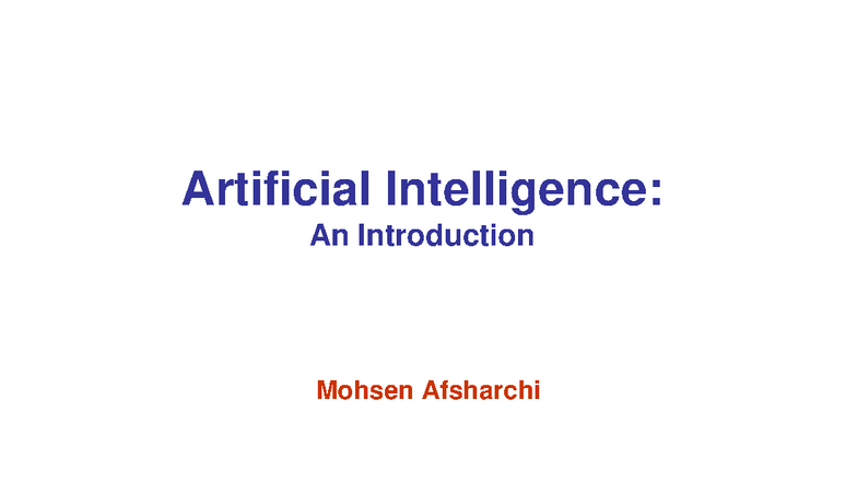 AI 101: An Introductory Overview of Artificial Intelligence - Studocu