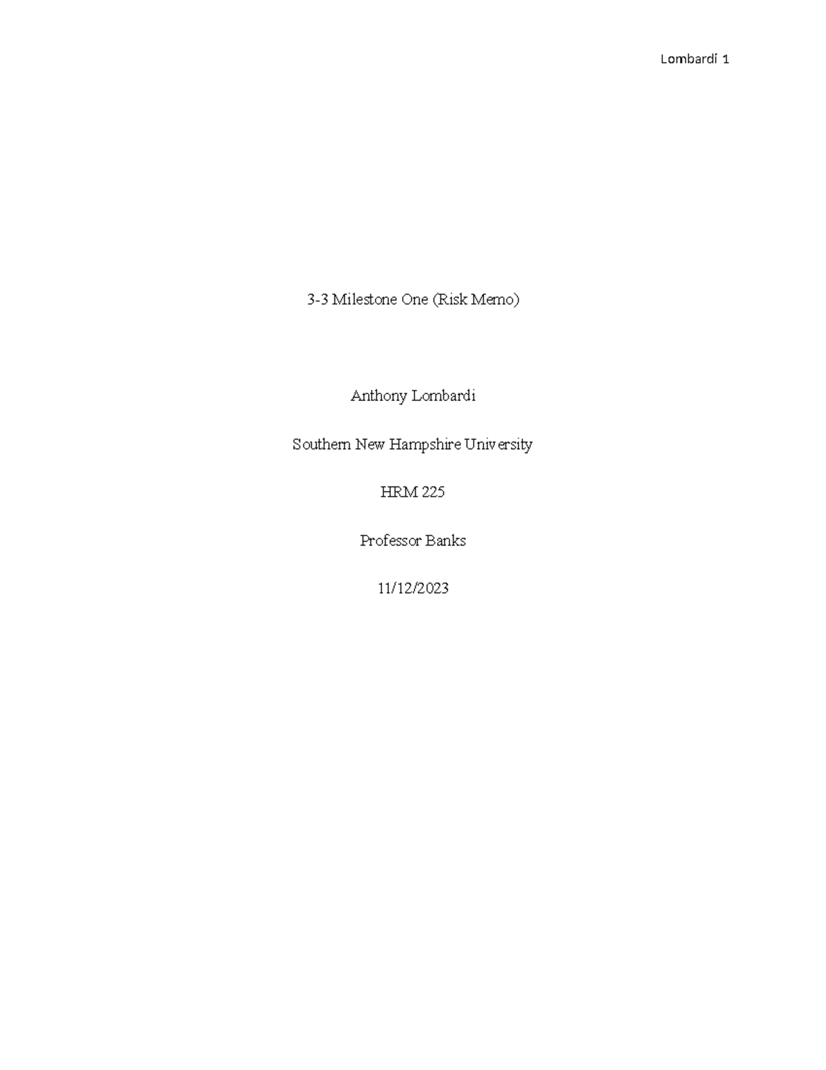 HRM 225 Milestone One: Risk Memo on Employee Pay and Overtime - Studocu