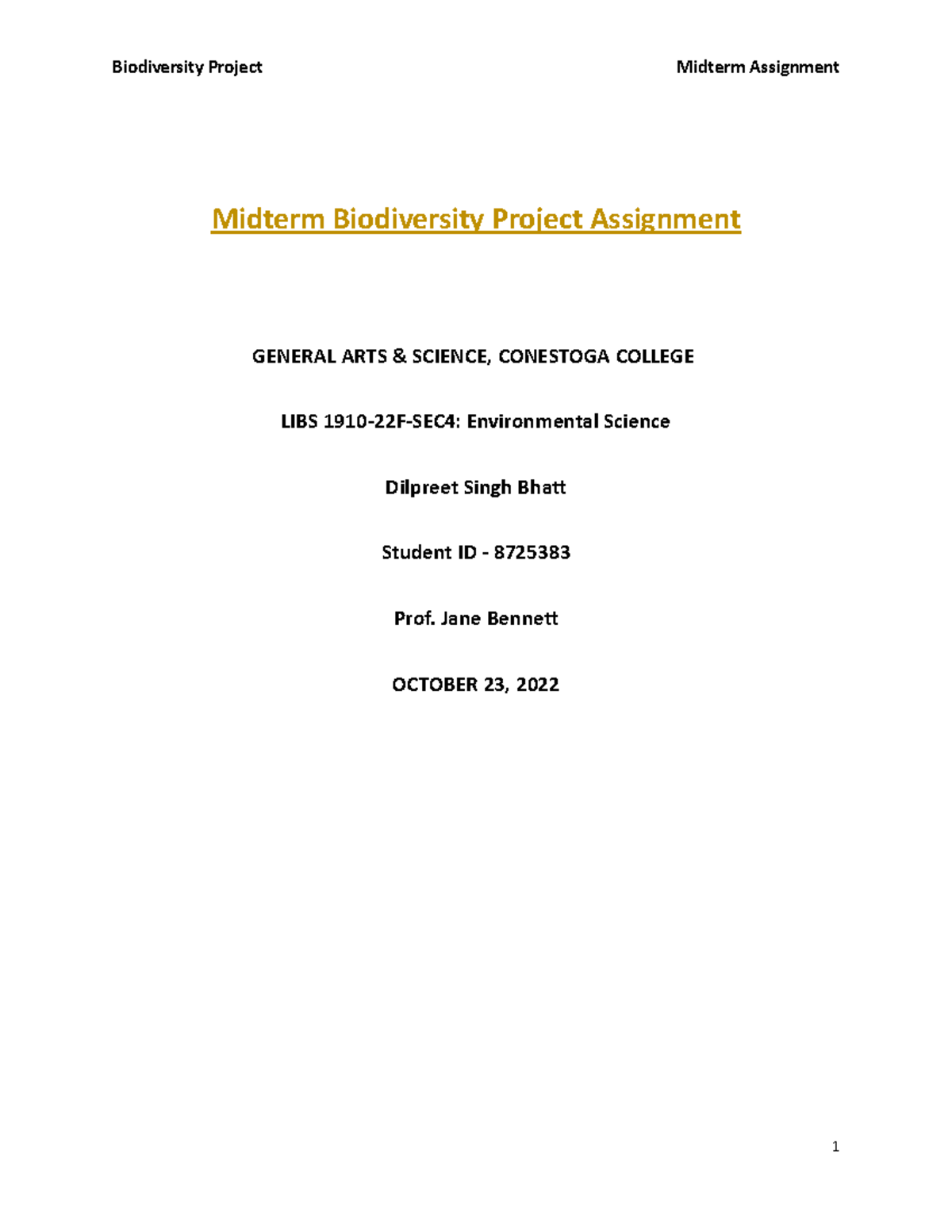 Midterm Biodiversity Project Assignment Dilpreet Singh Bhatt - Midterm Biodiversity Project ...