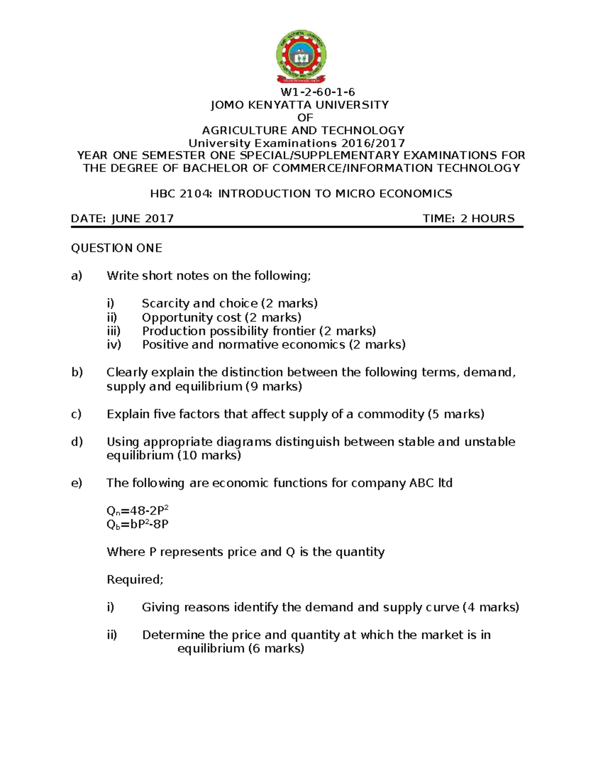HBC 2104: Final Exam Notes on Introduction to Microeconomics - Studocu