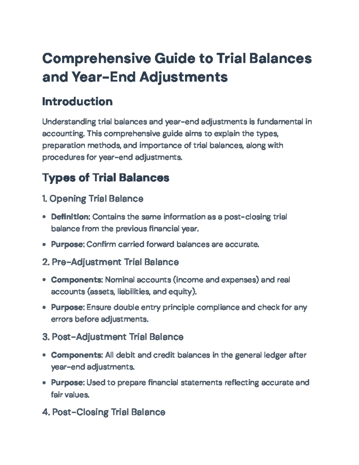 Comprehensive Guide to Trial Balances & Year-End Adjustments (ACC101 ...