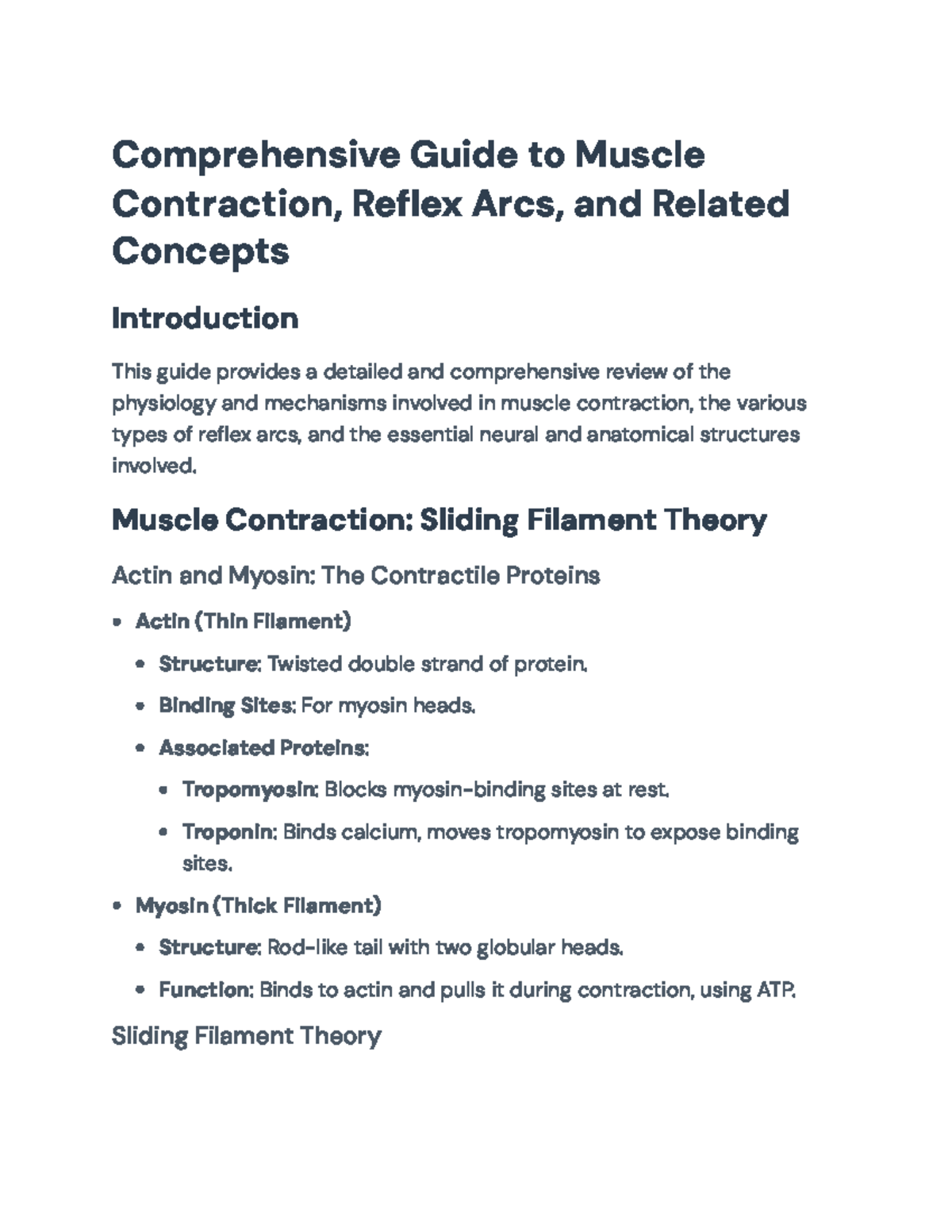 Comprehensive Guide to Muscle Contraction & Reflex Arcs (BIO101 ...