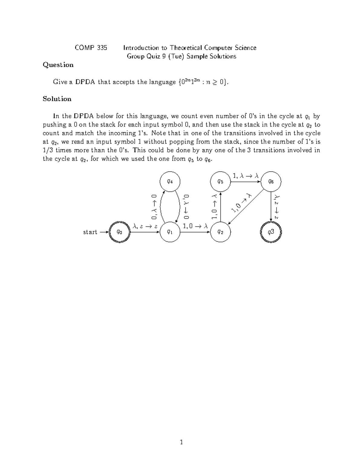 COMP 335 Group Quiz 9 Sample Solutions - Studocu