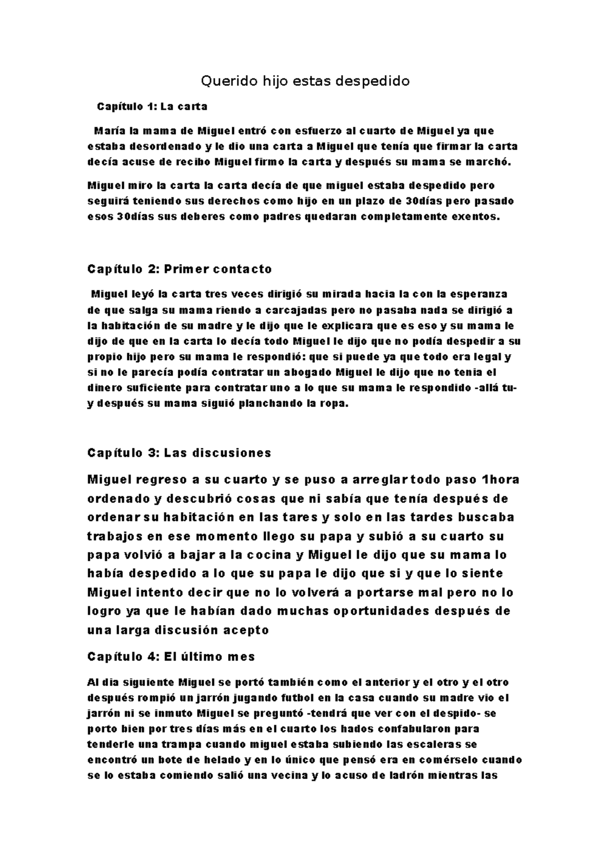 Querido hijo, estás despedido: Resumen de Capítulos 1-14 - Studocu