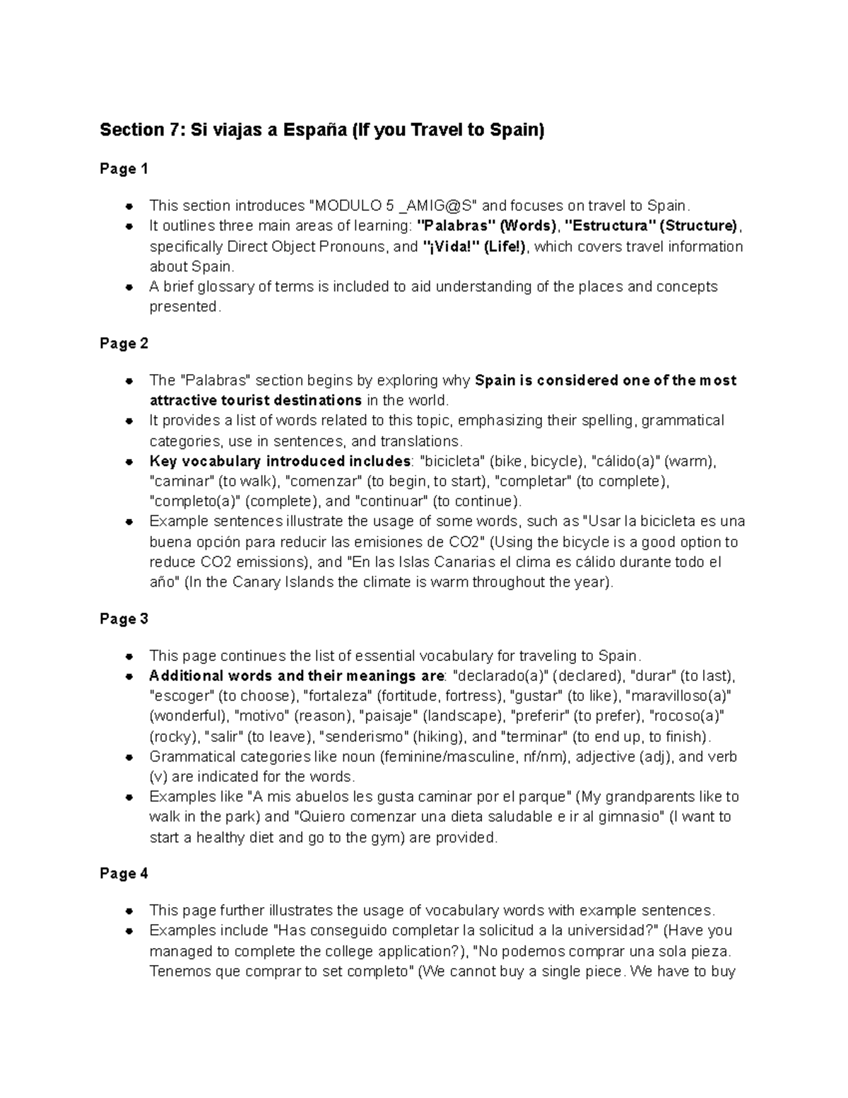 Section 7: Si Viajas a España - Travel Vocabulary & Direct Object ...