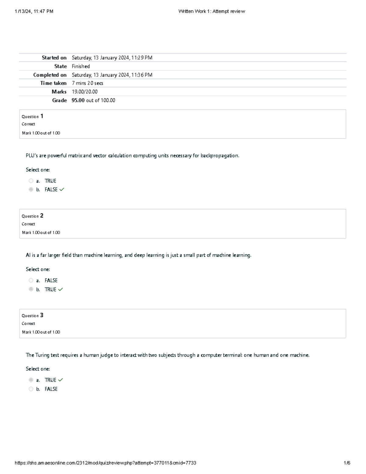 AI Concepts & Quiz Results - CS101 Final Exam - Studocu