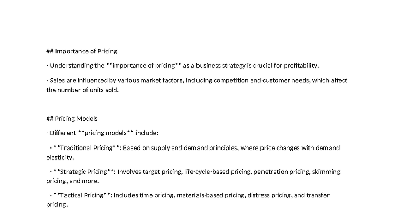 Product Pricing Strategies - Lecture Notes (BUS 101) - Studocu