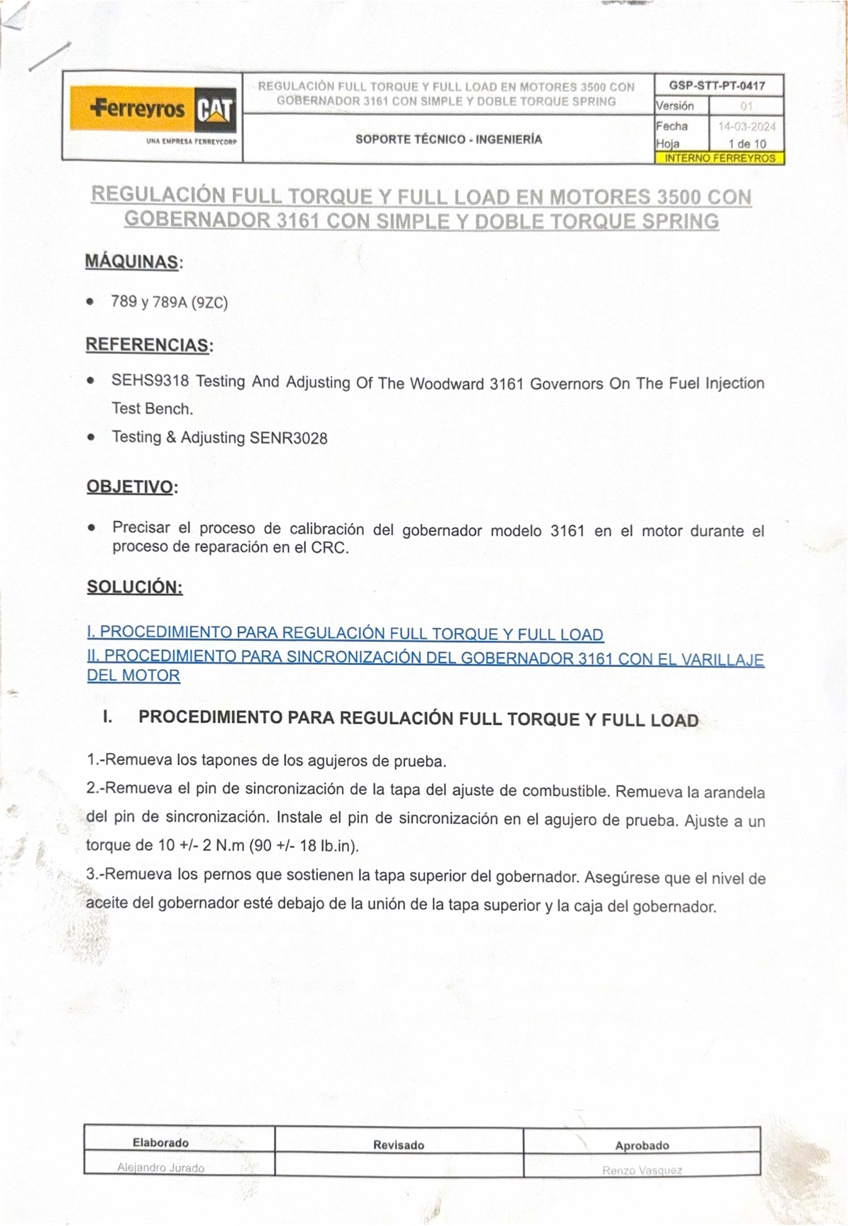 Regulación Full Torque y Full Load en Motores 3500 con Gobernador 3161 ...