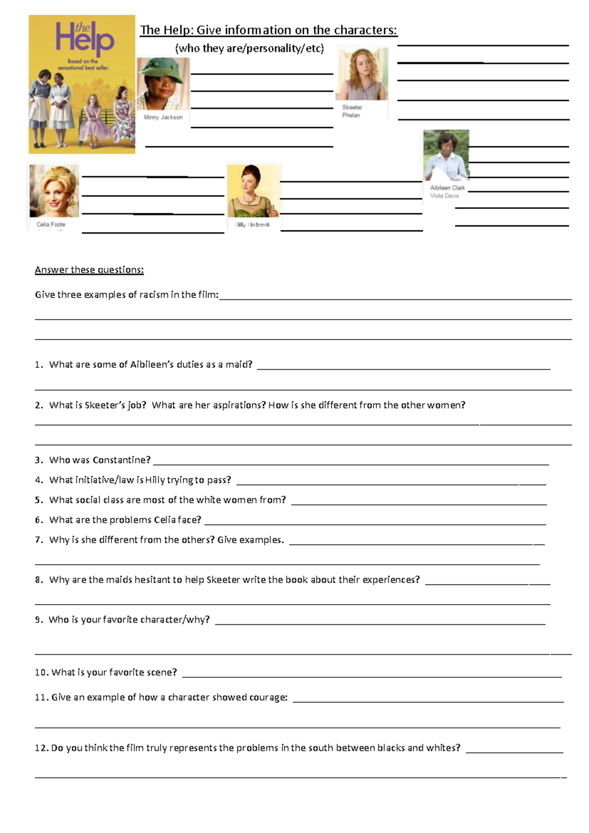 AYV 2023 - The Help: Character Analysis and Racism Reflections - Studocu