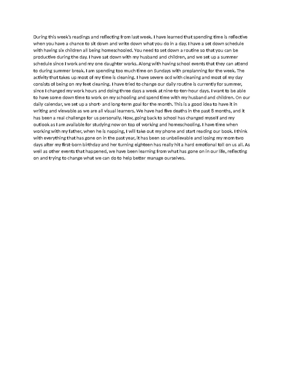 WEEK 2 GEN 201 - Reflection on Time Management & Family Challenges ...