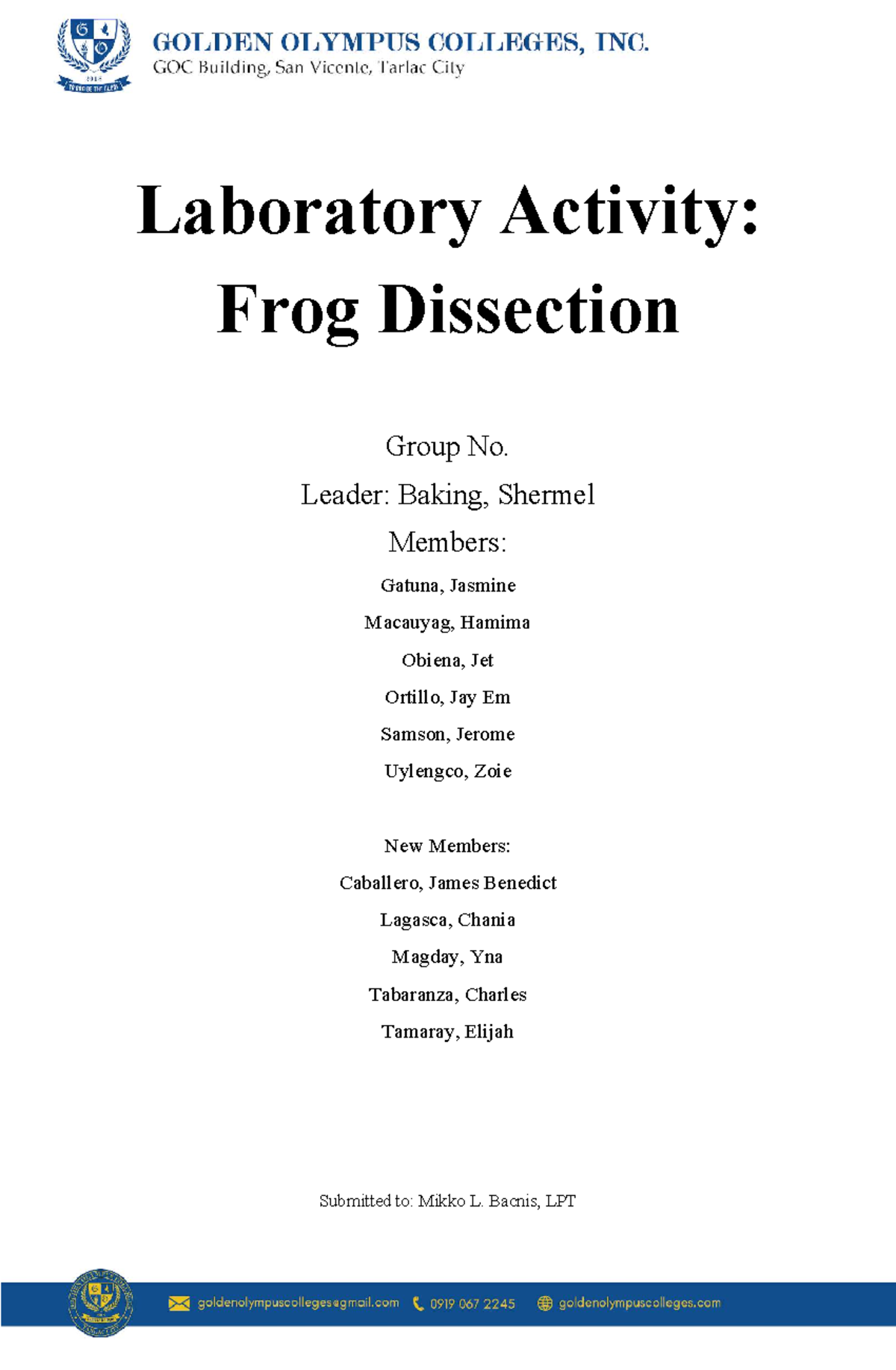 BIO 101: Lab Activity - Frog Dissection Guide - Studocu