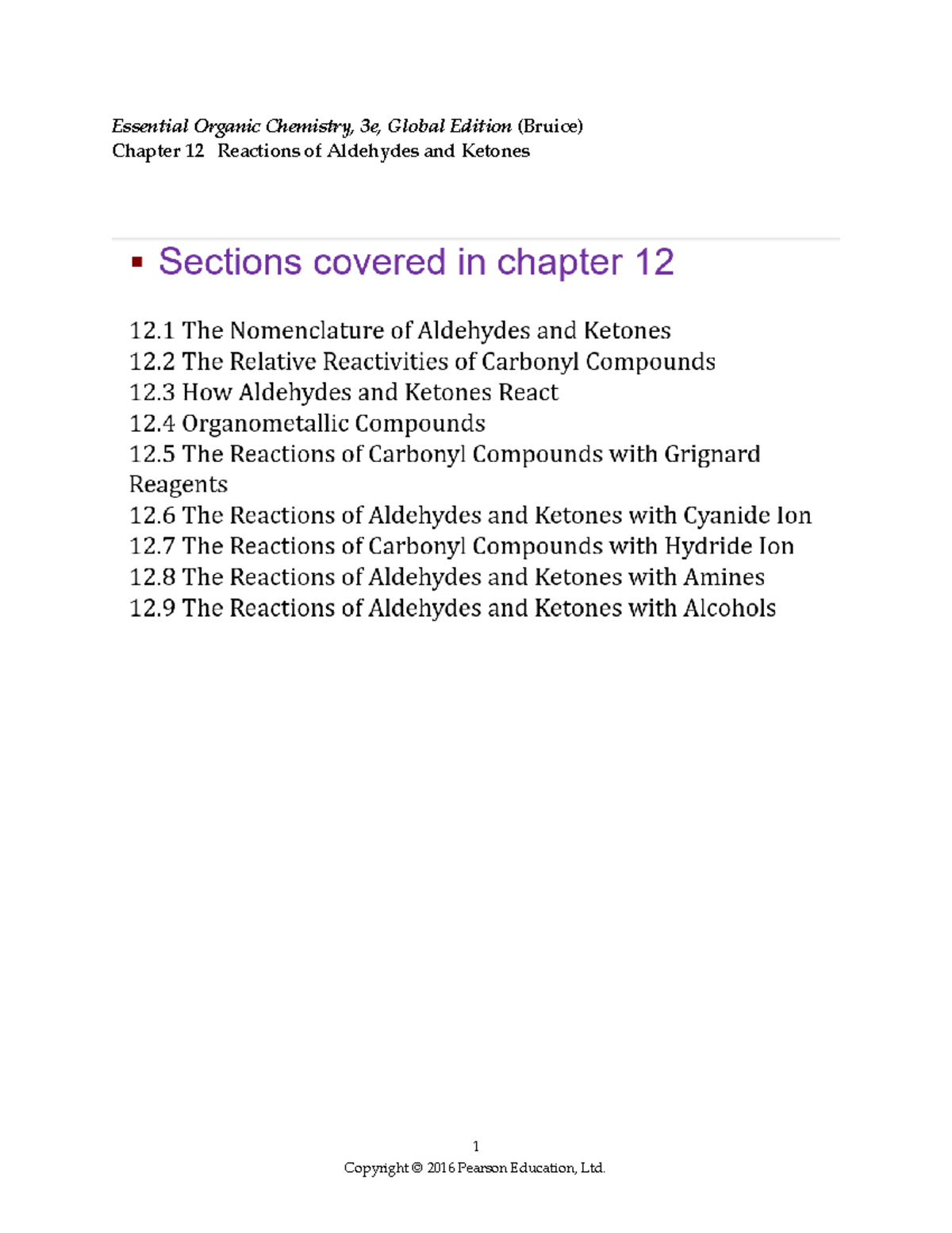 Organic Chemistry 3e: Chapter 12 Aldehydes & Ketones Final Exam ...