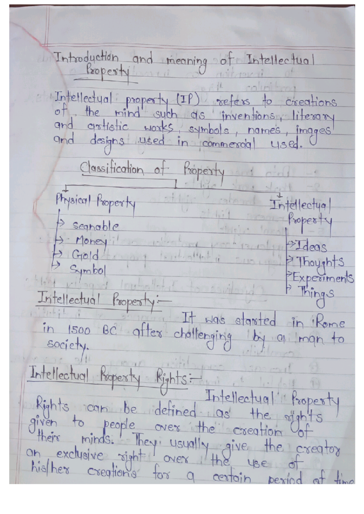 IPR Concepts: Handwritten Notes on Intellectual Property Rights - Studocu