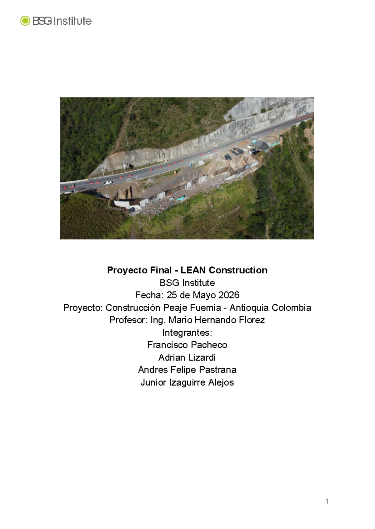 Proyecto Final: Lean Construction en Peaje Fuemia - BSG 2026 - Studocu