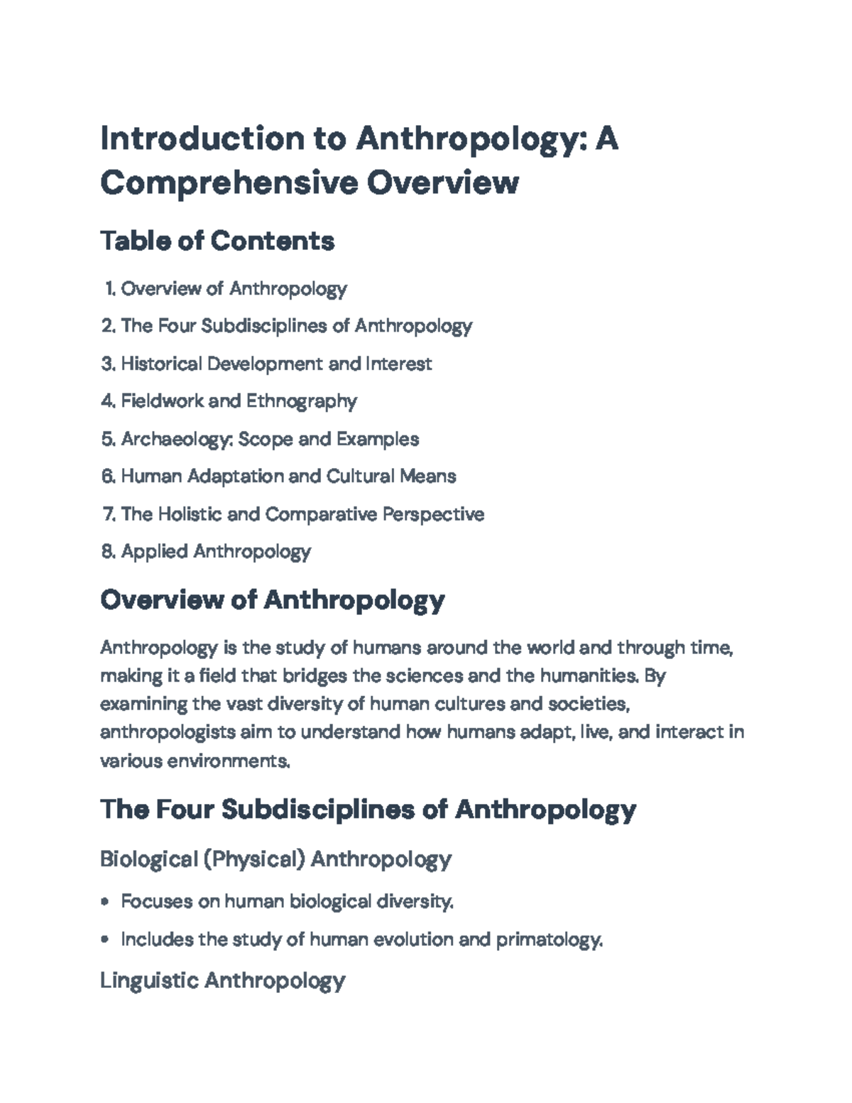 Introduction to Anthropology: Comprehensive Overview and Insights ...