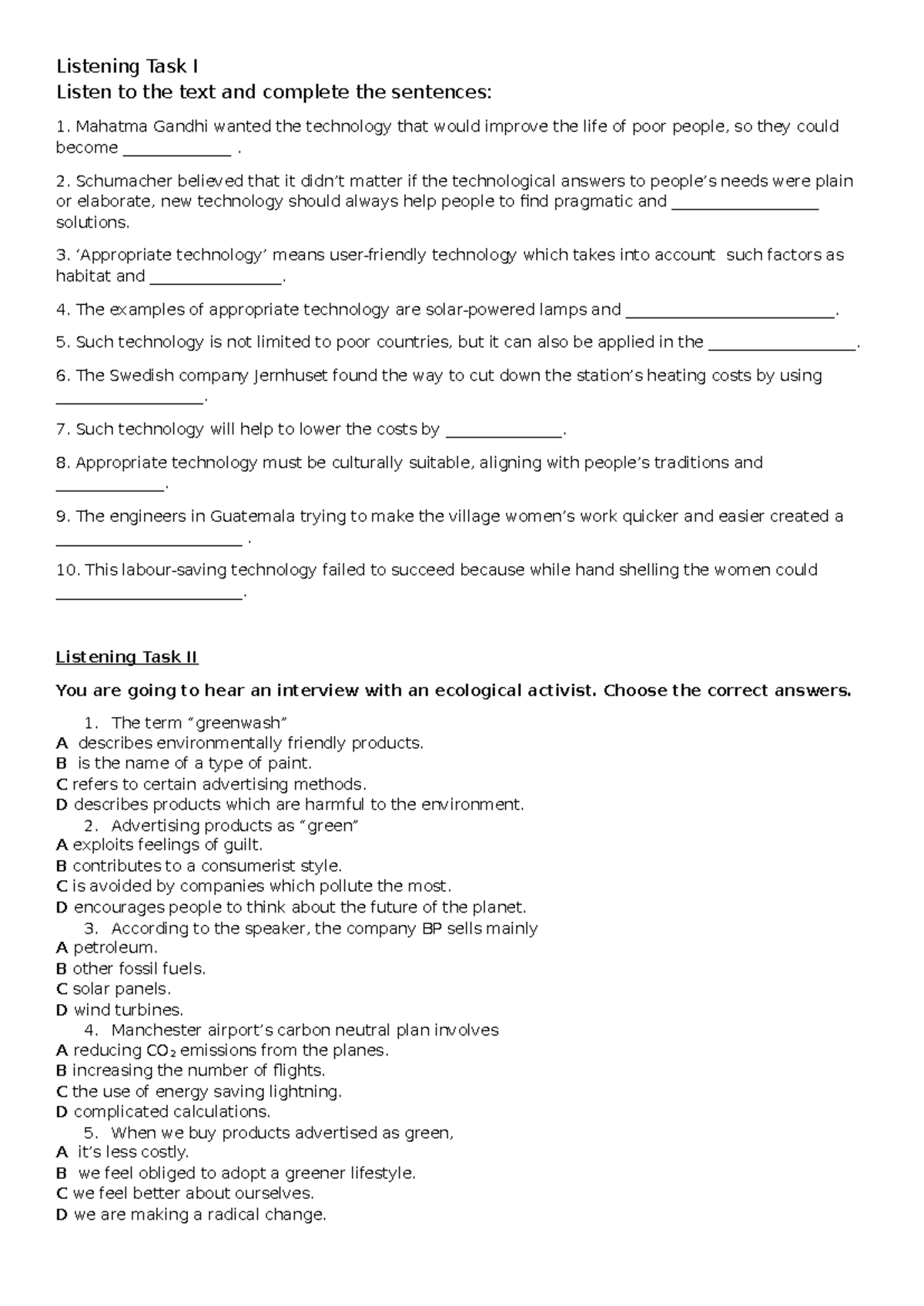 Mock 3 - Listening and Language Skills Practice - Studocu