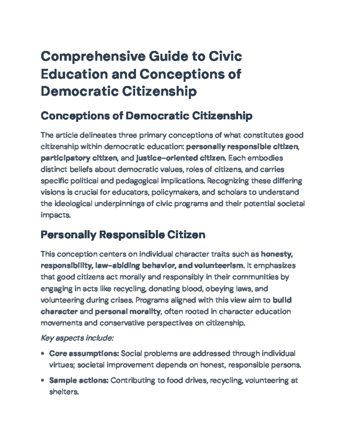Civic Education: Understanding Democratic Citizenship Concepts (CIV 101 ...