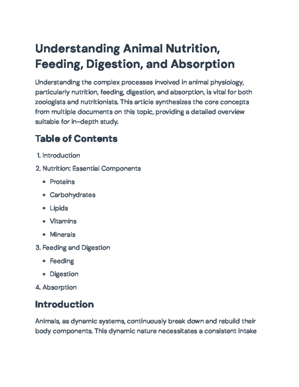 Understanding Animal Nutrition: Feeding, Digestion & Absorption ...