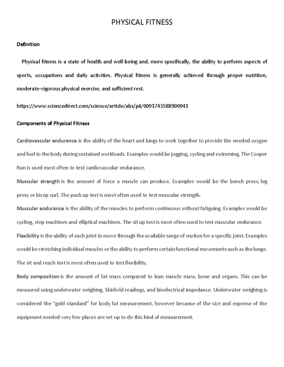 Physical Fitness Overview: Key Components and Principles - Studocu