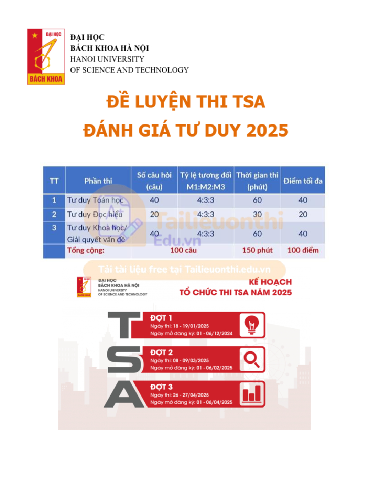 ĐỀ SỐ 24 - PHẦN TƯ DUY TOÁN HỌC - HỌC KHOA HÀ NỘI 2025 - Studocu