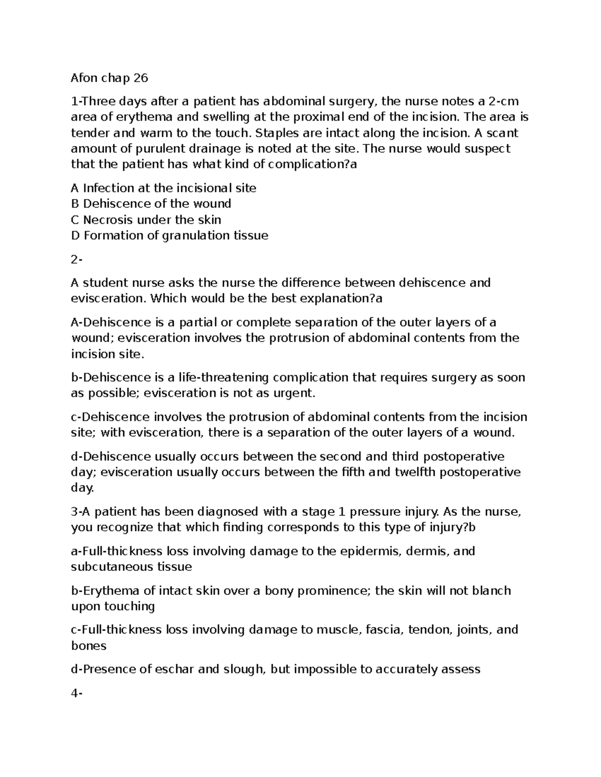 Afon CH26: Postoperative Complications & Wound Care Insights - Studocu