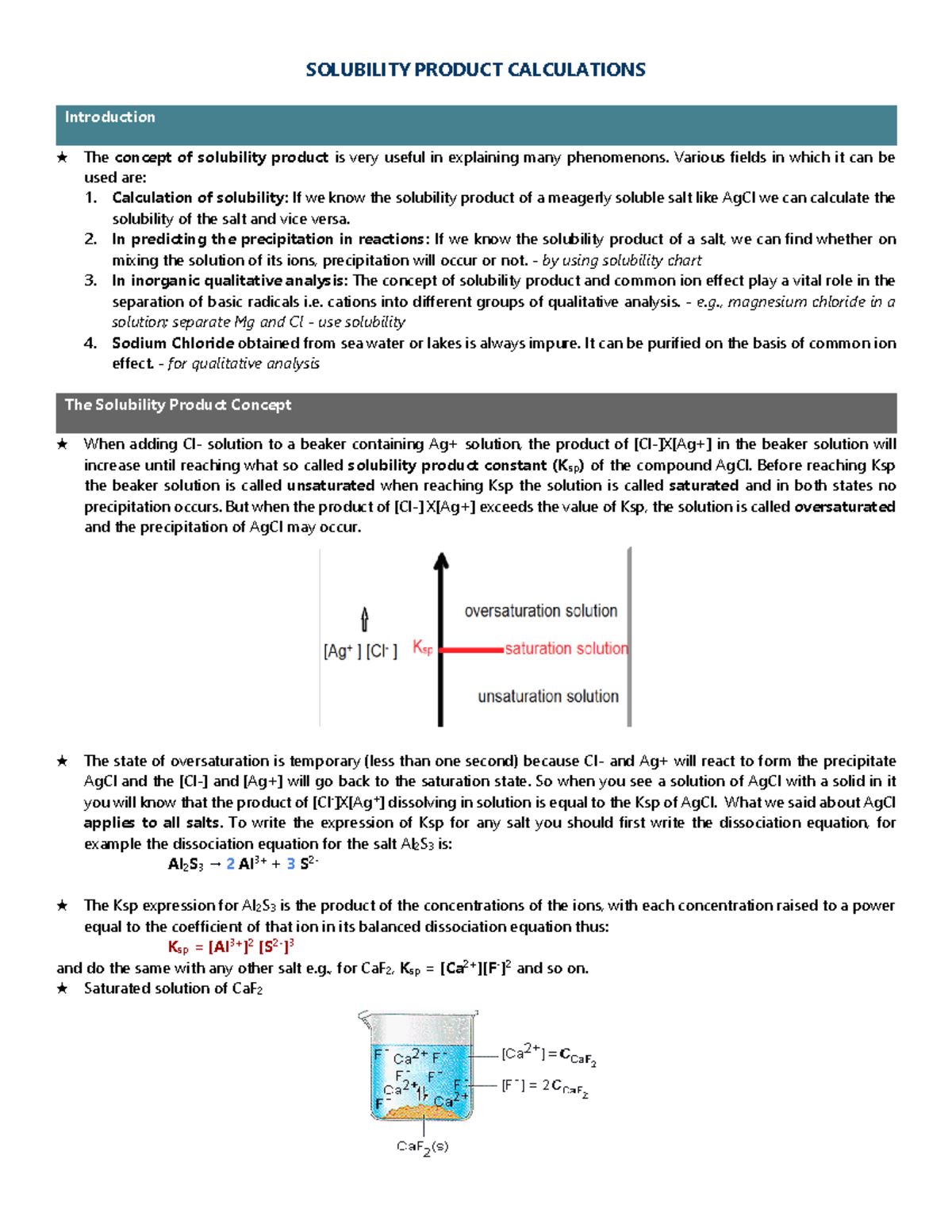 Solubility Product Calculations for Analytical Chemistry (CHEM 101 ...