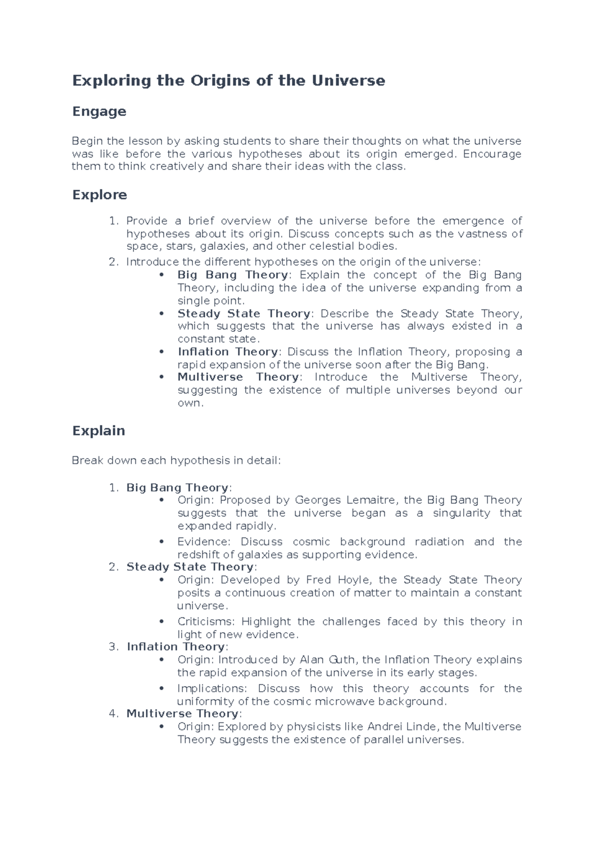 5E Lesson Plans for Investigating the Universe and Earth's Systems ...