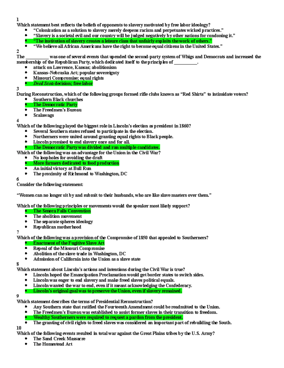 U.S. History I Milestone 4 - 1 Which statement best reflects the ...