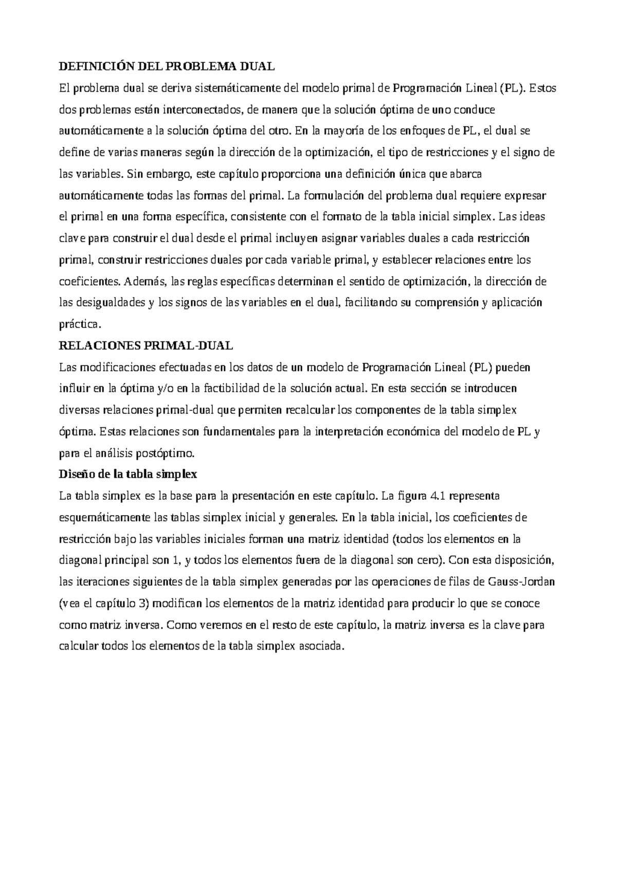 Problema Dual en Programación Lineal: Definición y Algoritmos - Studocu