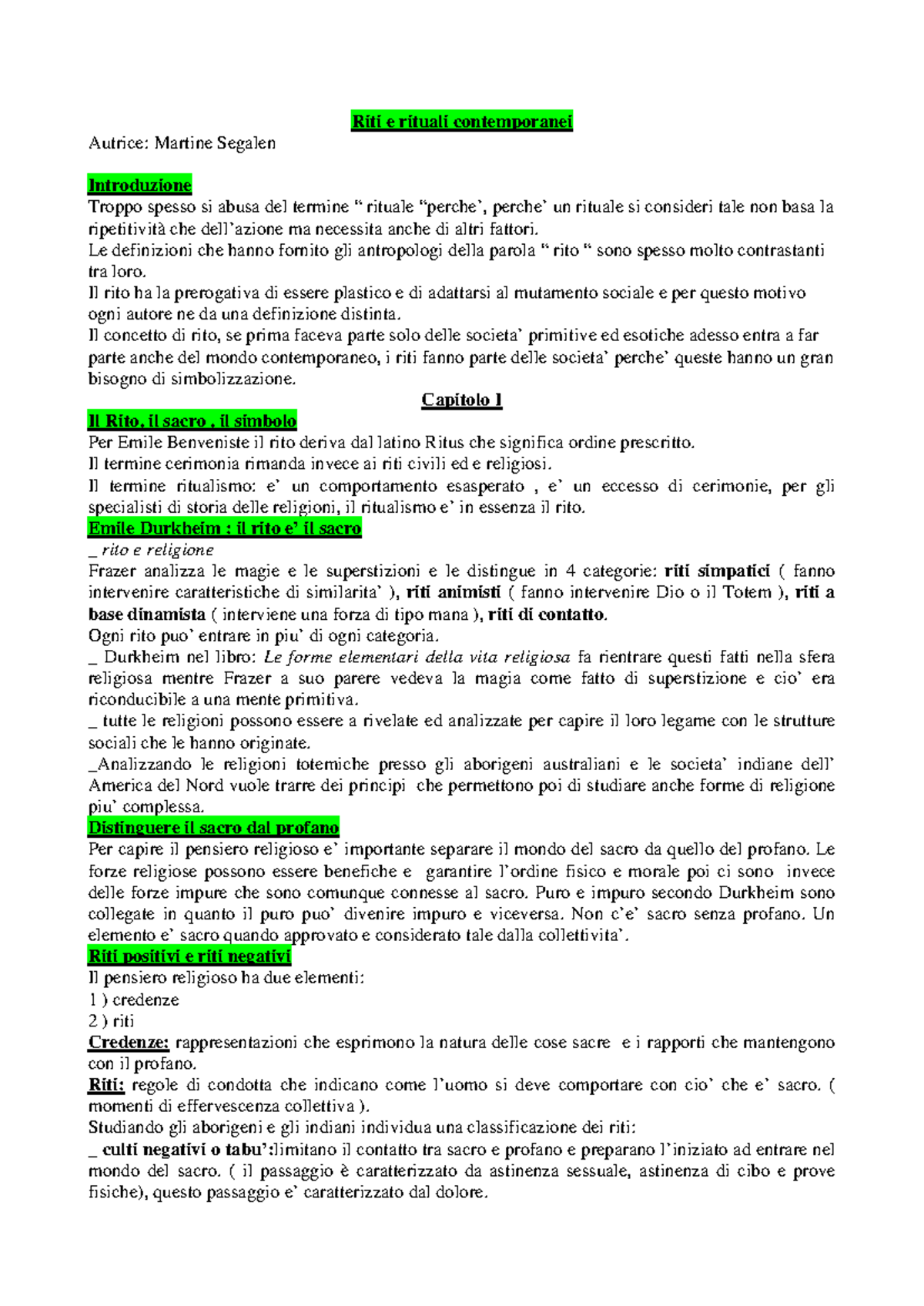 **Riti e rituali contemporanei: un'analisi antropologica (CORSO 101 ...