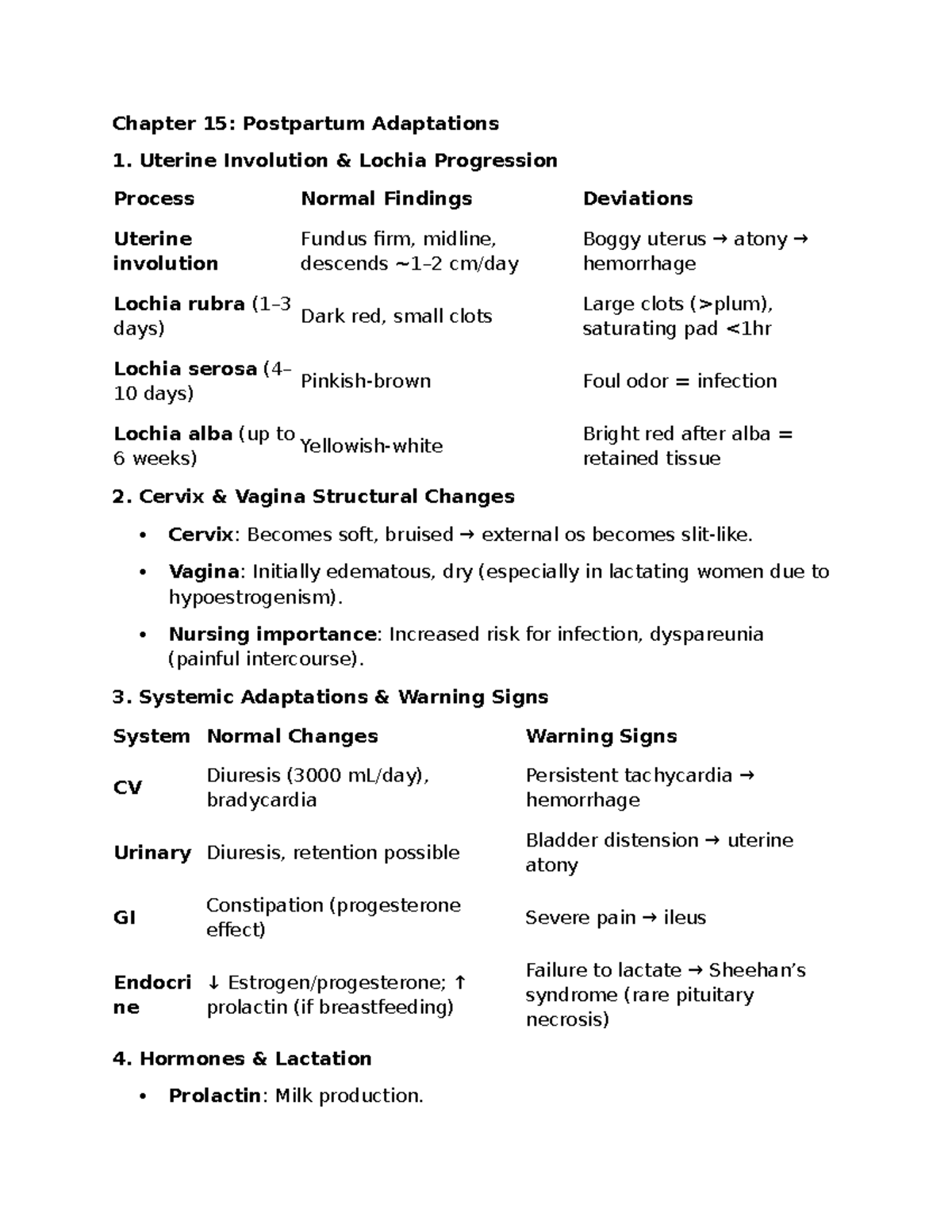 OB2 - Study Guide: Postpartum Adaptations & Labor Complications - Studocu