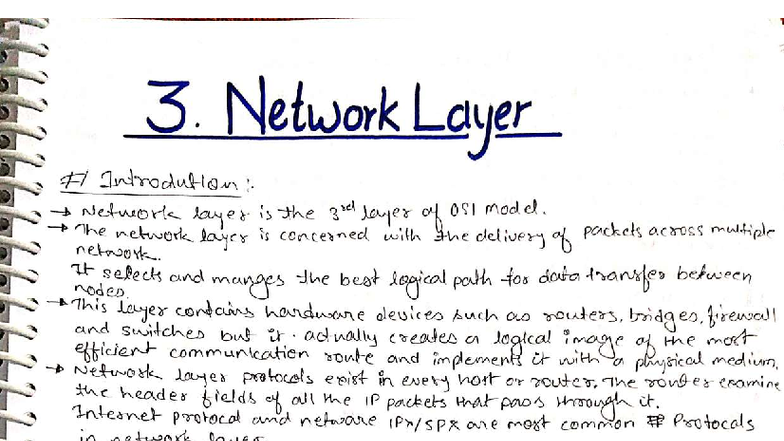 Network Layer Overview: Key Concepts and Protocols (CS 081) - Studocu