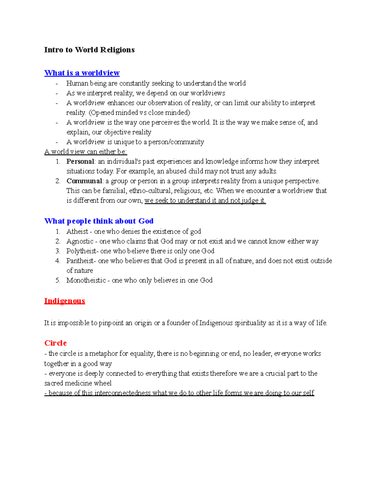 Religion Exam Notes: Worldviews and Major Beliefs - Studocu