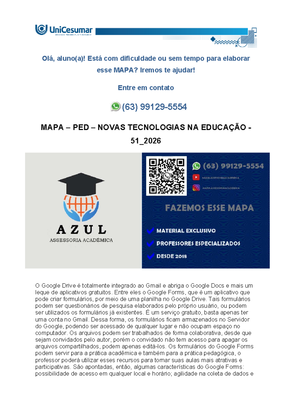 MAPA - Utilização do Google Forms na Educação - PED 51_2026 - Studocu