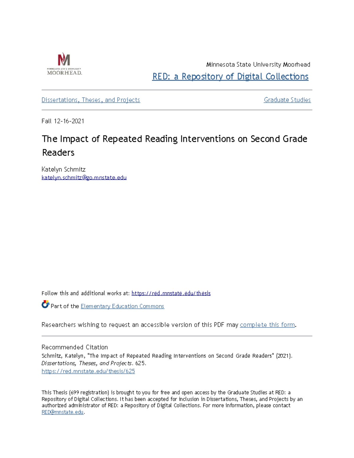 The Impact of Repeated Reading Interventions on 2nd Graders' Fluency ...